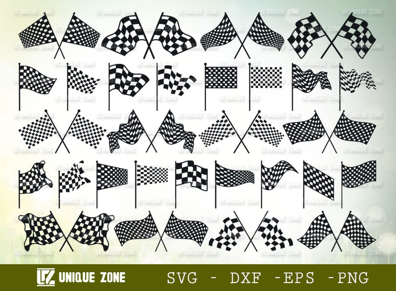 Racing Flag SVG Bundle, Finish Flags Silhouette, Checkered Flag Svg ...