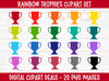 Radiant Rainbow Trophy Elements Clipart Set - 20 Vibrant Colors for ...