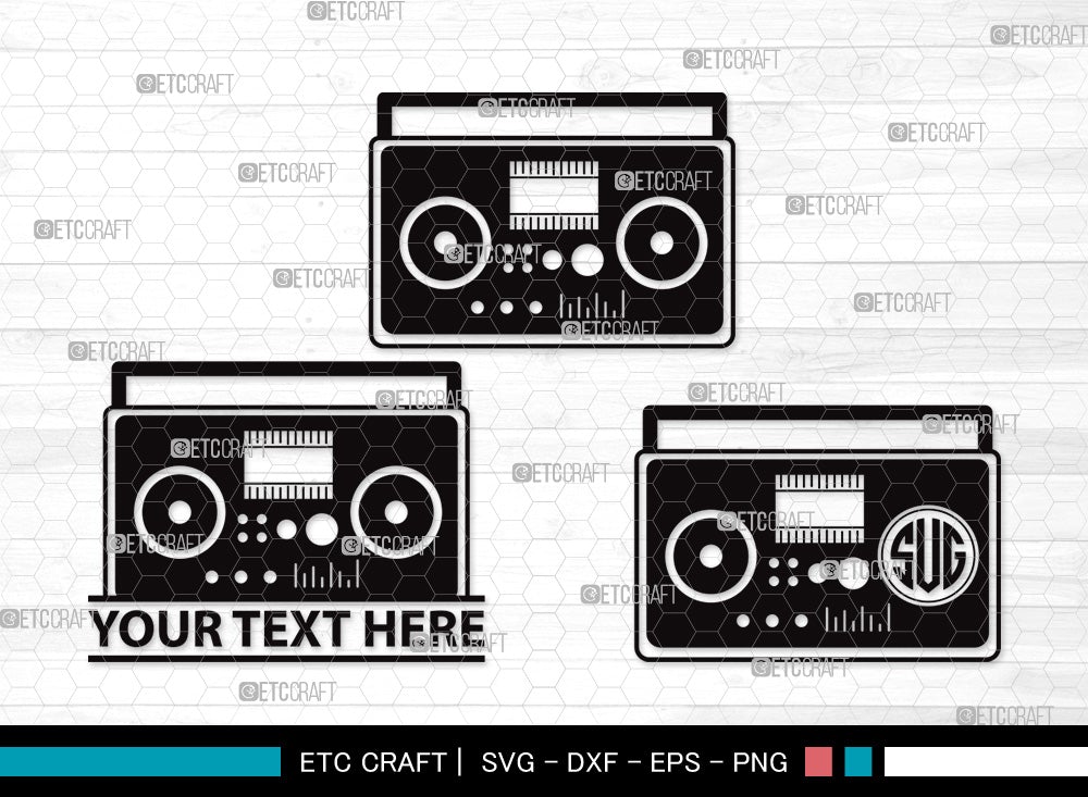 Radio Boombox Monogram SVG | Radio Svg | Boombox Svg | Cassette Tape ...