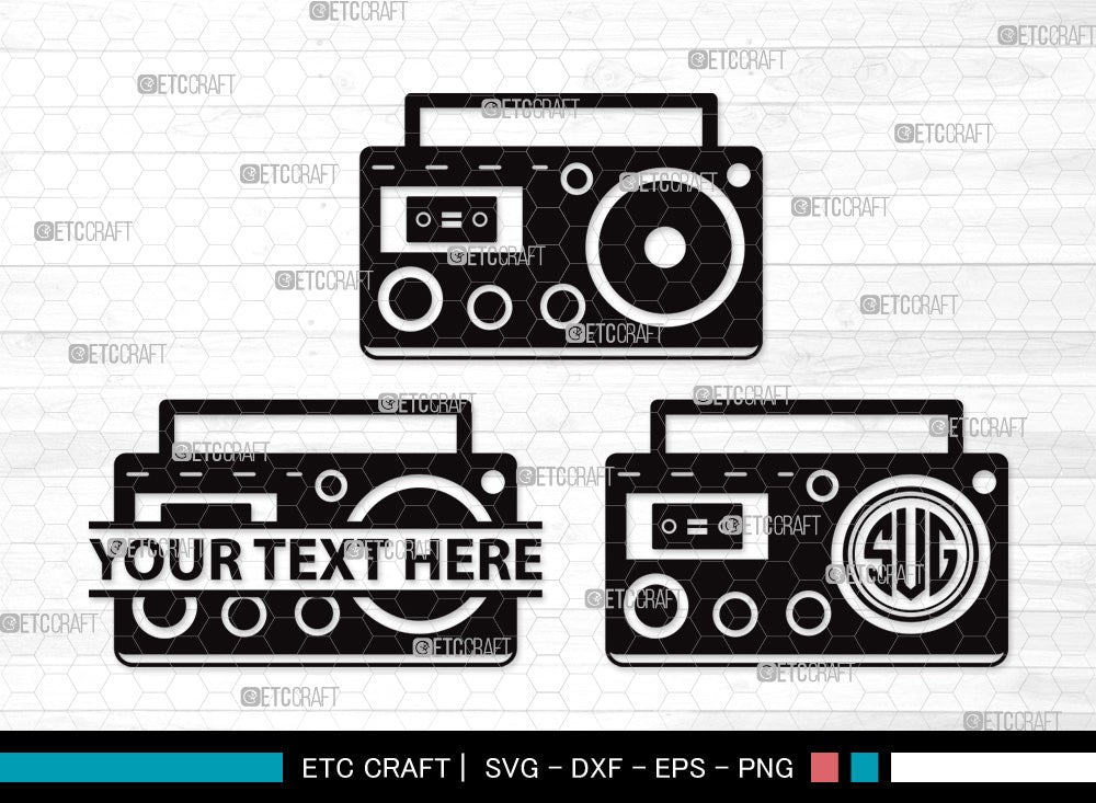 Radio Boombox Monogram SVG | Radio Svg | Boombox Svg | Cassette Tape ...