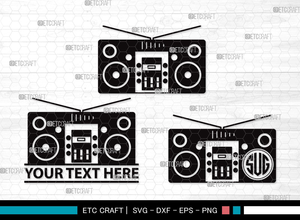 Radio Boombox Monogram SVG | Radio Svg | Boombox Svg | Cassette Tape ...
