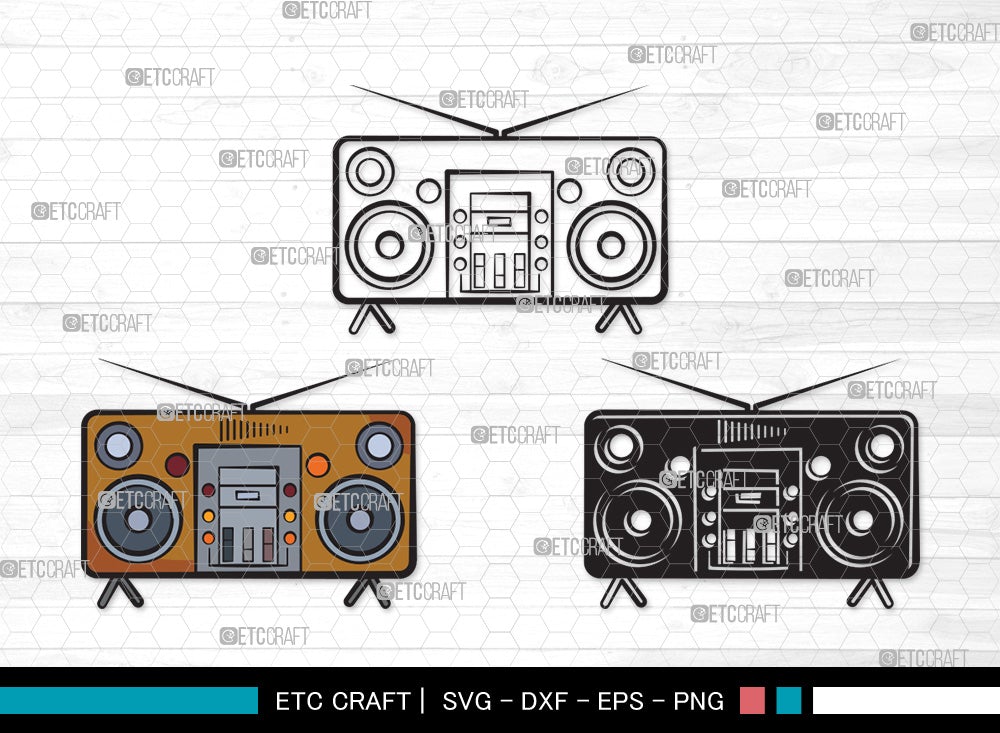 Radio Boombox SVG | Radio Svg | Boombox Svg | Cassette Tape Player Svg ...