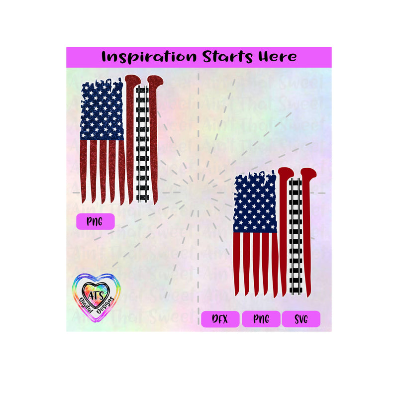 Railroad Ties | Track | Stakes | US Flag | Colors | With Background ...