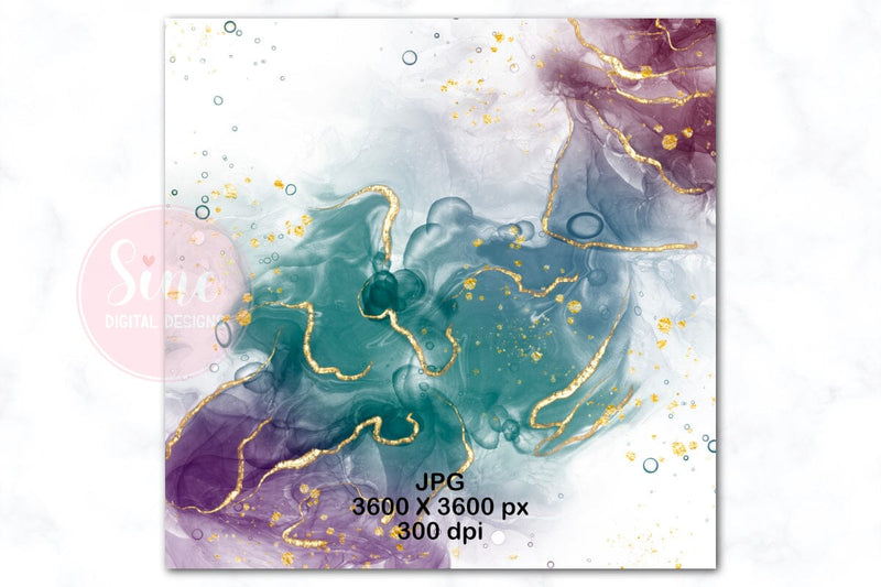 Rainbow Alcohol Ink and Metallic Gold Digital Papers Backgrounds - So ...