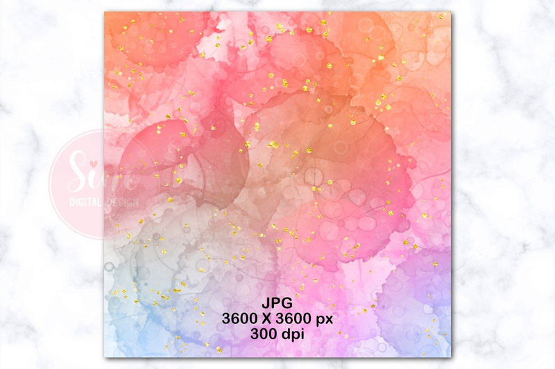 Rainbow Alcohol Ink Glitter Backgrounds Digital Papers - So Fontsy