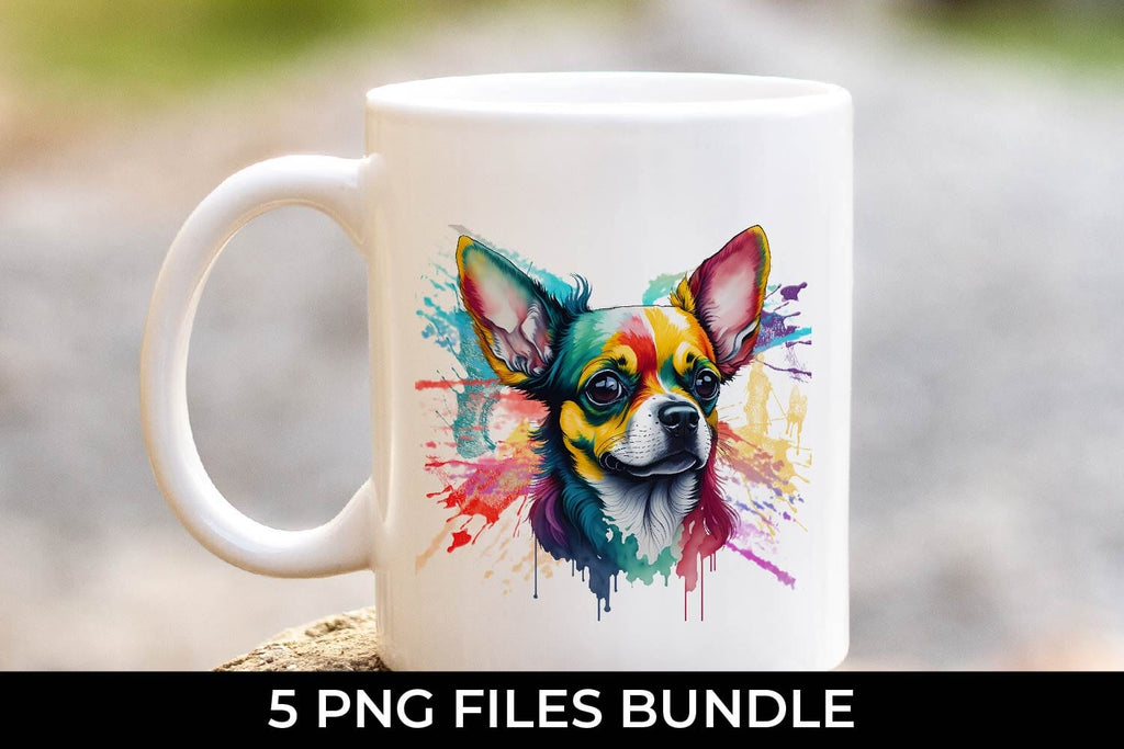 Rainbow Chihuahua Dog Watercolor Bundle Free For Commercial Use - So Fontsy