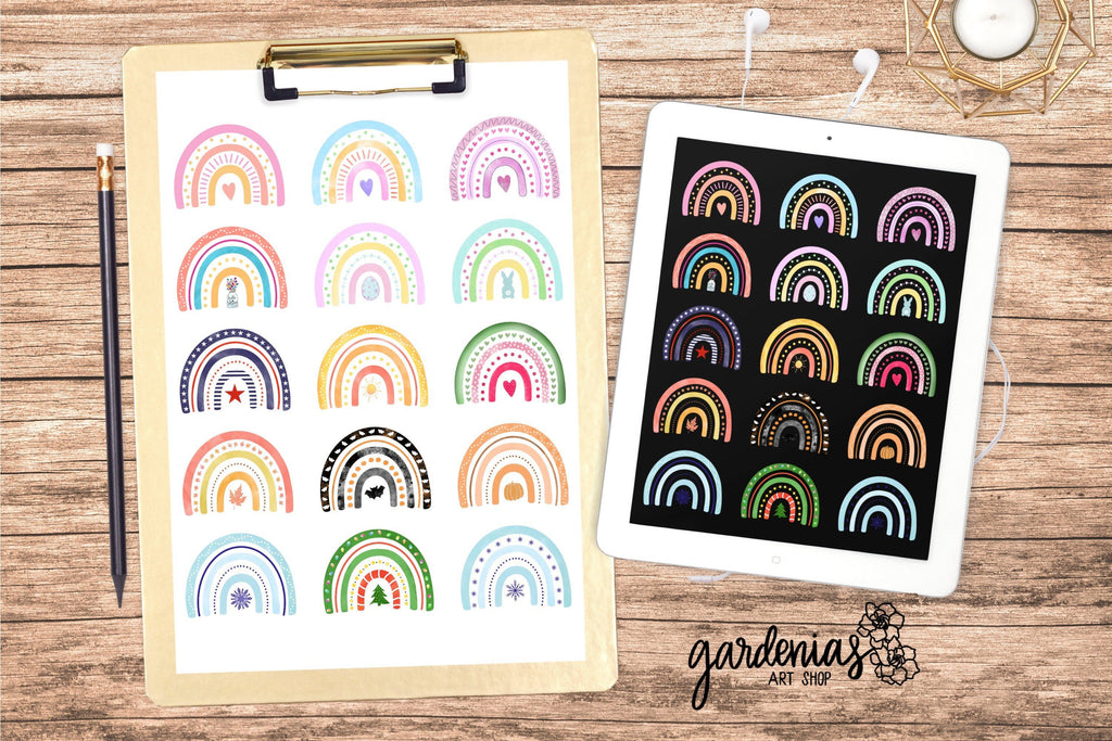 Rainbow Clip Art Sticker Set - So Fontsy
