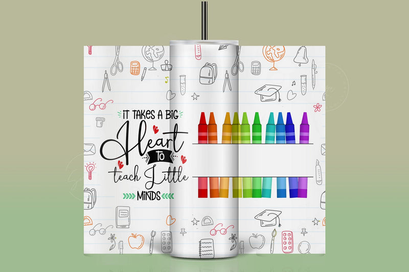 Rainbow Crayons Teacher Tumbler Wrap PNG, Add Teacher Name, Seamless ...