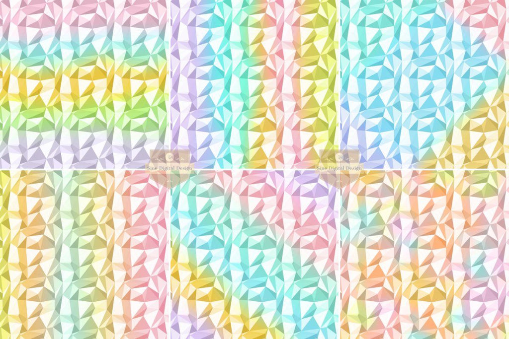 Rainbow Crystal Low Poly Digital Papers Background Set - So Fontsy