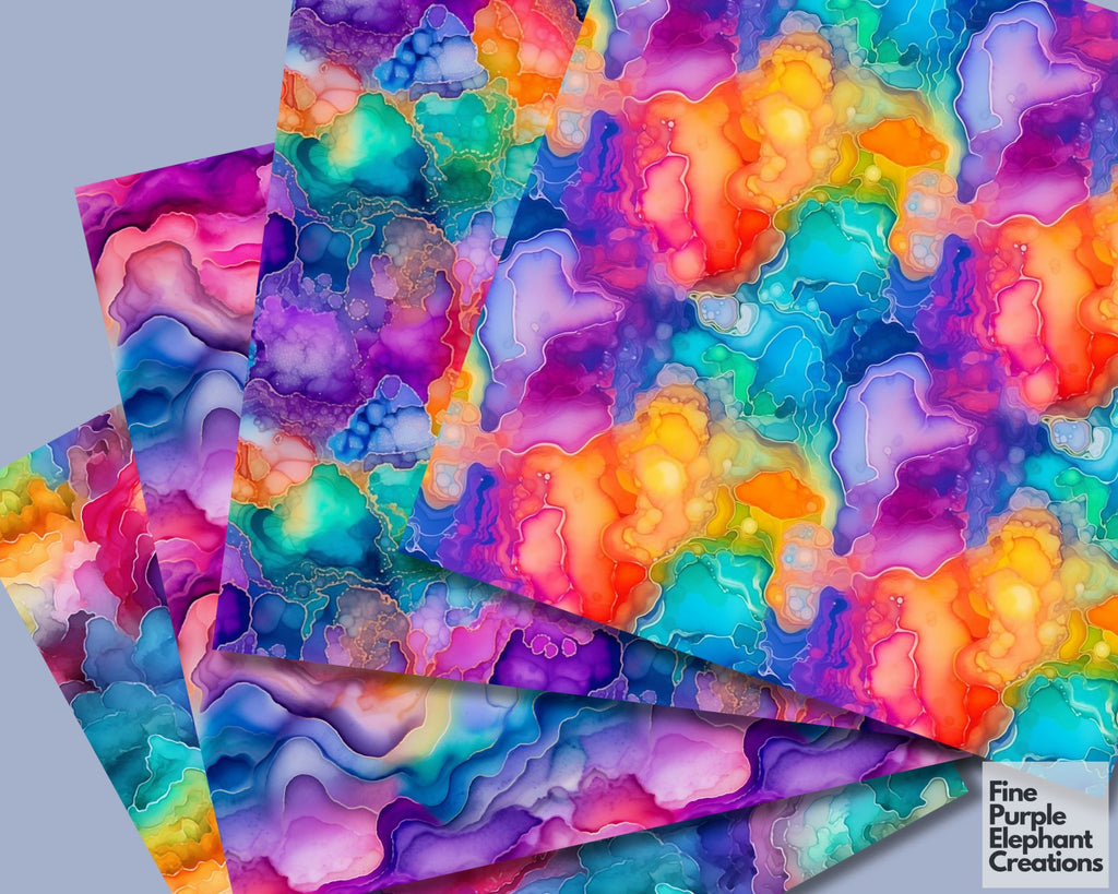 Rainbow Geode Digital Paper | Gold Glitter Agate Scrapbook - So Fontsy