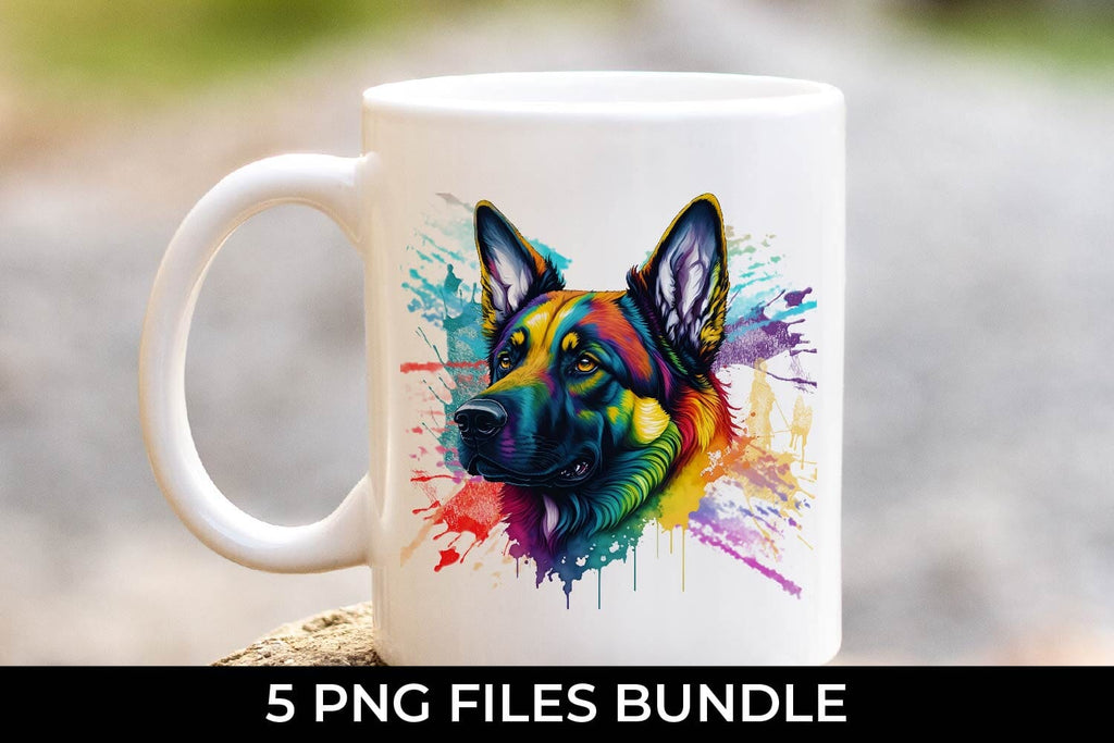 Rainbow German Shepherd Dog Watercolor Bundle for Sublimation Free For ...