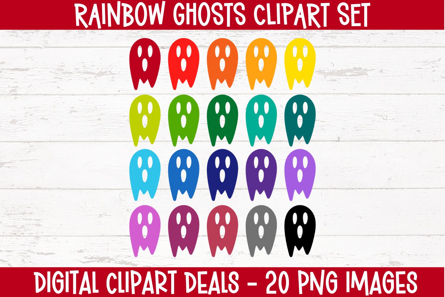 Rainbow Ghosts - Halloween Ghosts Clipart - Scrapbooking Clipart - So ...