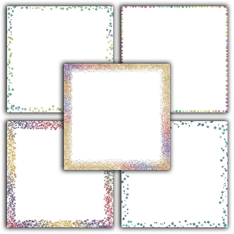 Rainbow Glitter Borders Digital Paper - So Fontsy