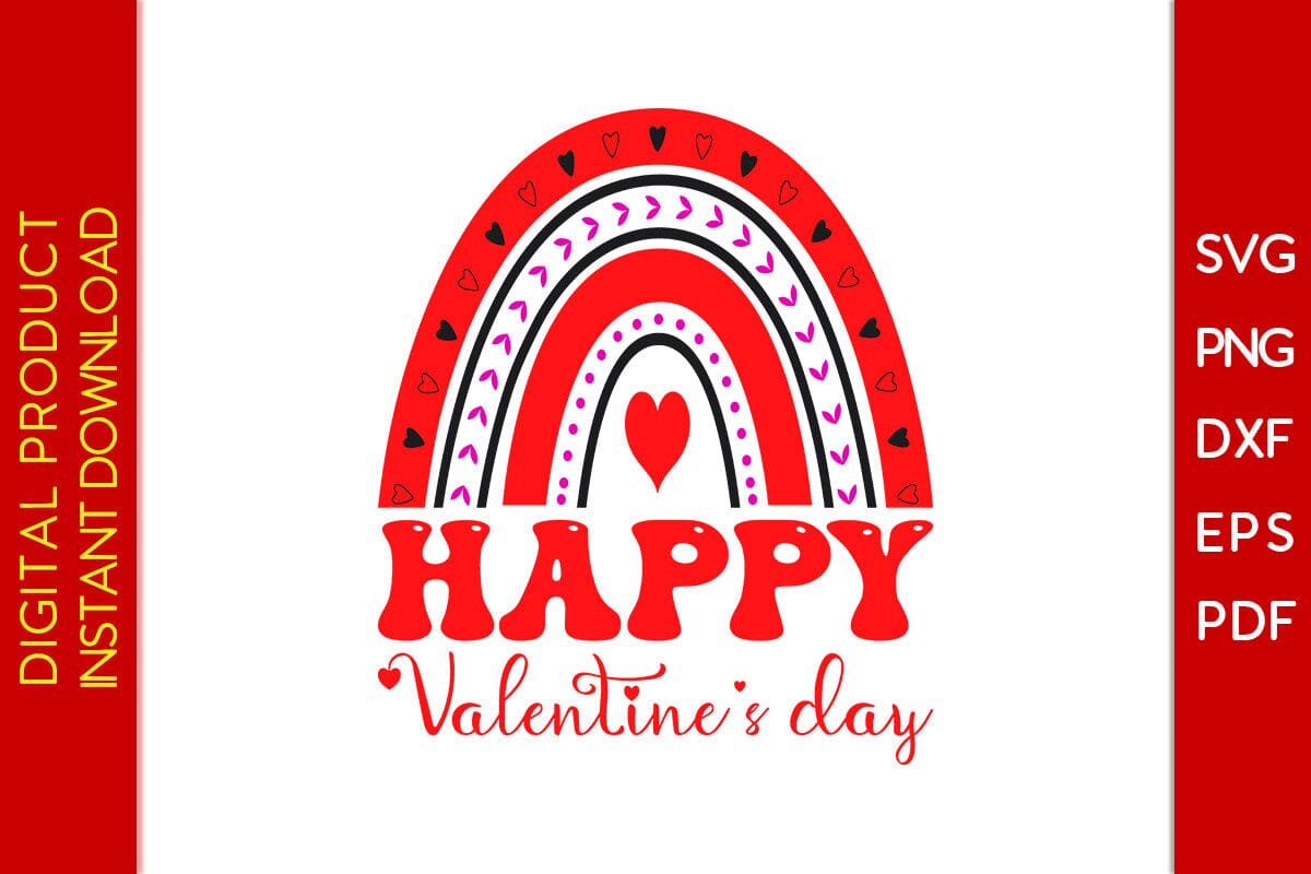 Rainbow Happy Valentine's Day SVG PNG EPS Cut File - So Fontsy