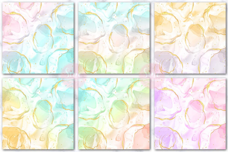 Rainbow Ink Art and Metallic Gold Background - So Fontsy