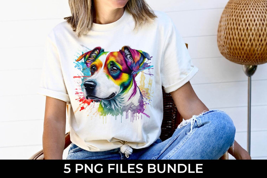Rainbow Jack Russell Terrier Dog Watercolor Bundle Free For Commercial ...