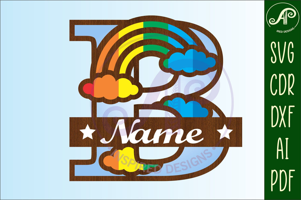 Rainbow Monogram Letter B SVG file - So Fontsy