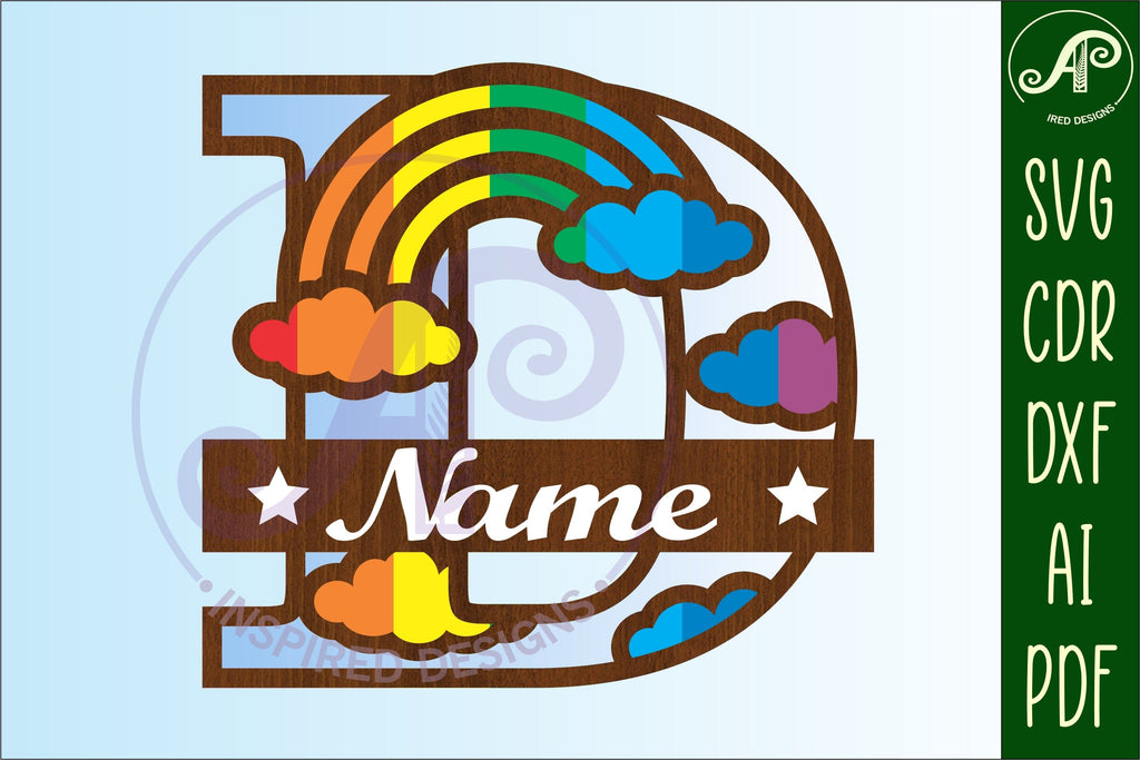 Rainbow Monogram Letter D SVG file - So Fontsy