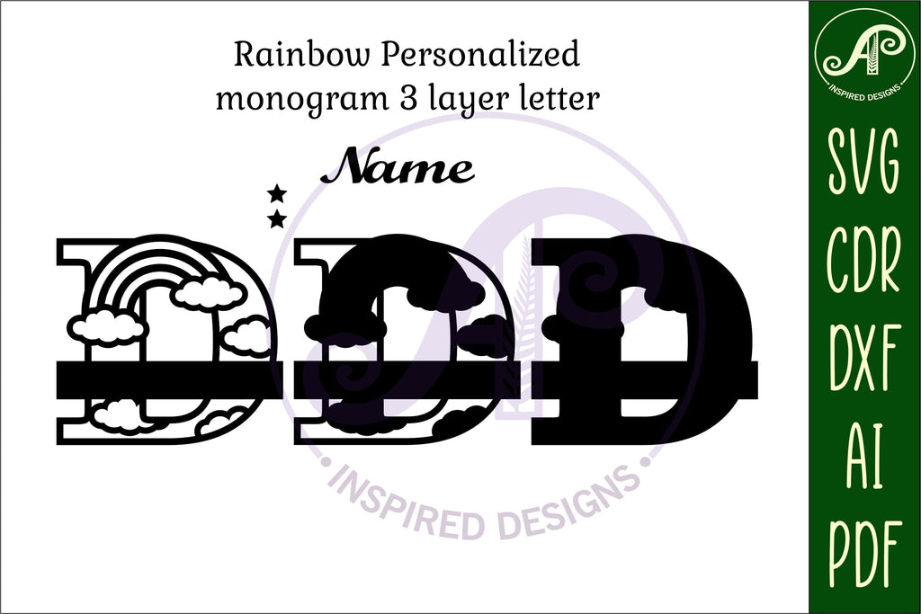 Rainbow Monogram Letter D SVG file - So Fontsy