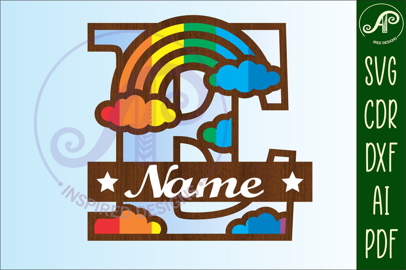 Rainbow Monogram Letter E SVG file - So Fontsy