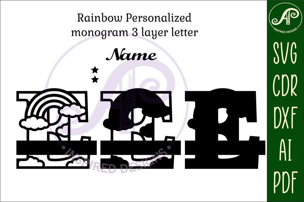 Rainbow Monogram Letter E SVG file - So Fontsy