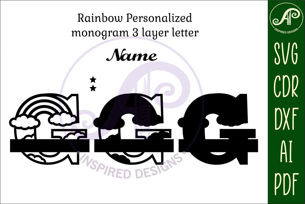 Rainbow Monogram Letter G SVG file - So Fontsy