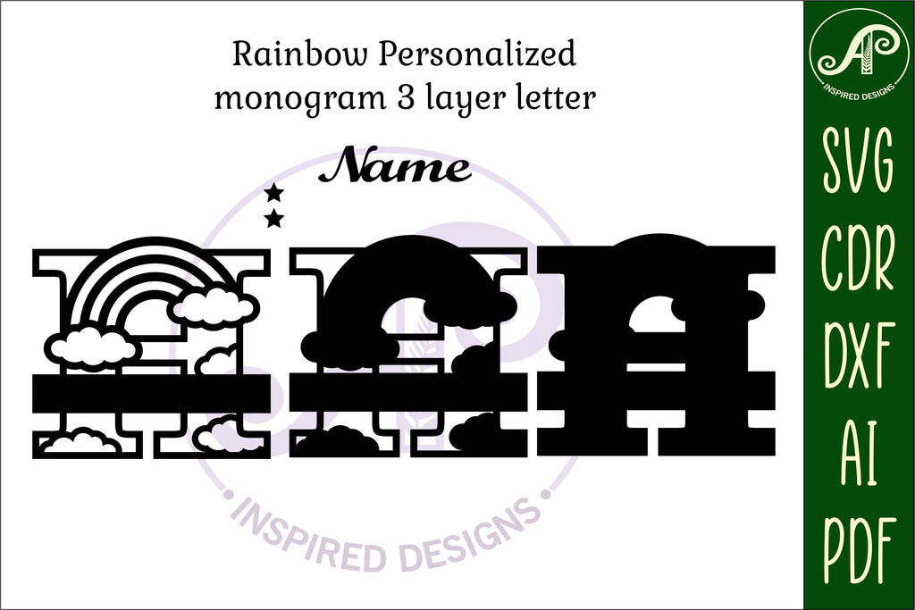 Rainbow Monogram Letter H SVG file - So Fontsy