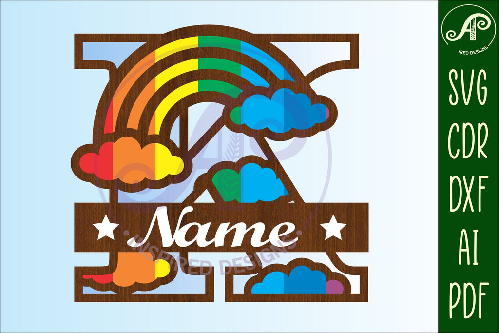 Rainbow Monogram Letter K SVG file - So Fontsy