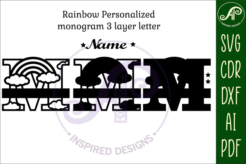 Rainbow Monogram Letter M SVG file - So Fontsy