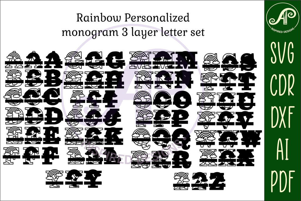 Rainbow monogram letter Name signs 3 layer design plus name bundle - So ...