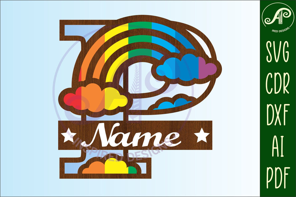 Rainbow Monogram Letter P SVG file - So Fontsy