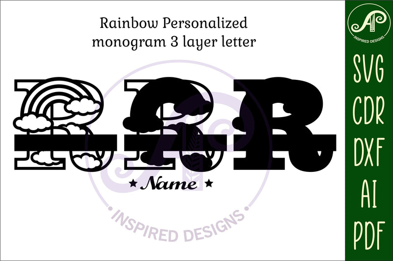 Rainbow Monogram Letter R SVG file - So Fontsy