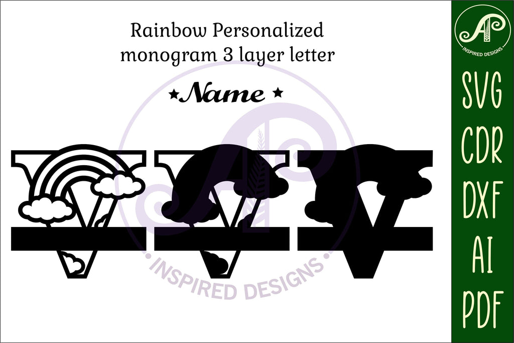 Rainbow Monogram Letter V SVG file - So Fontsy
