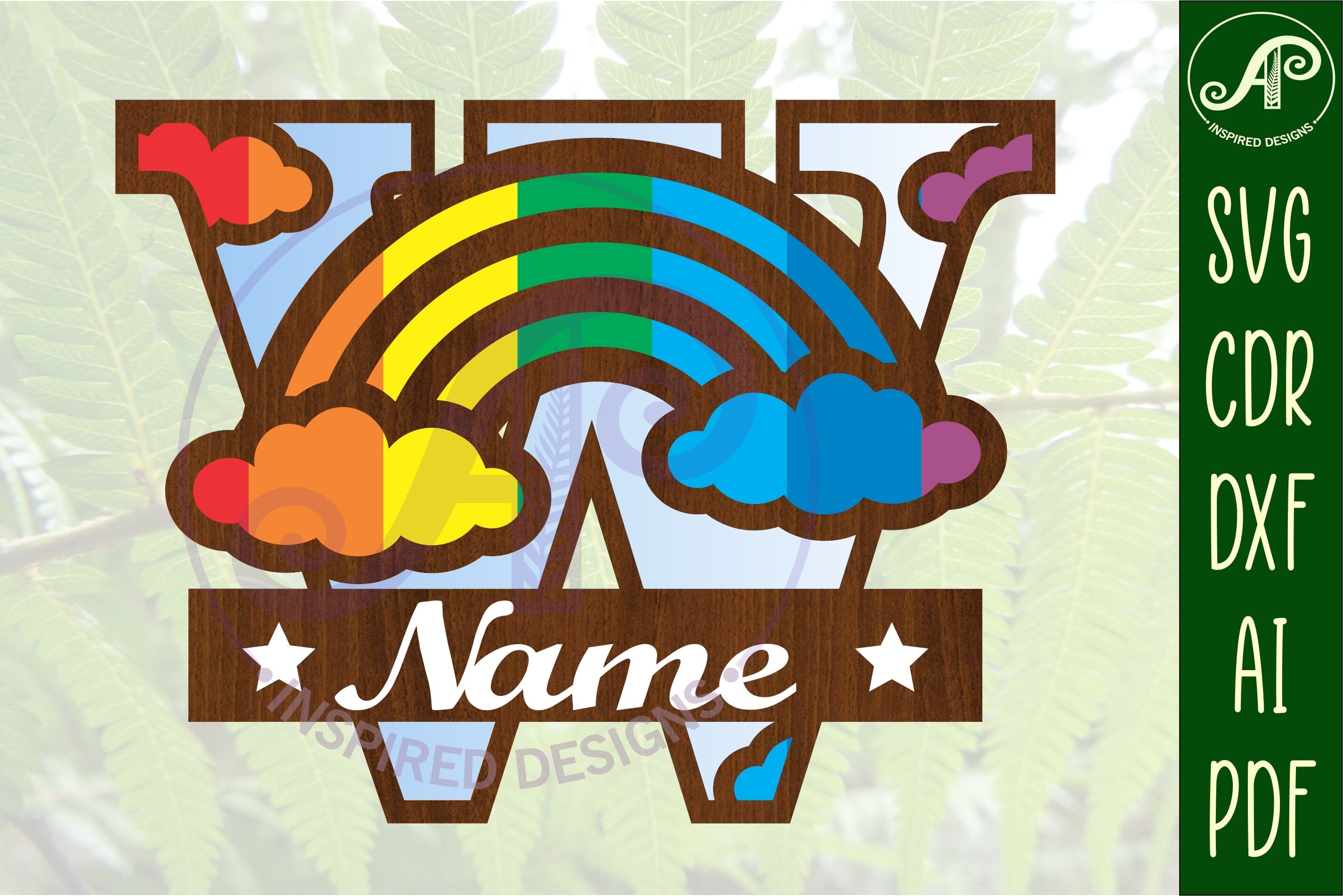 Rainbow Monogram Letter W SVG file - So Fontsy