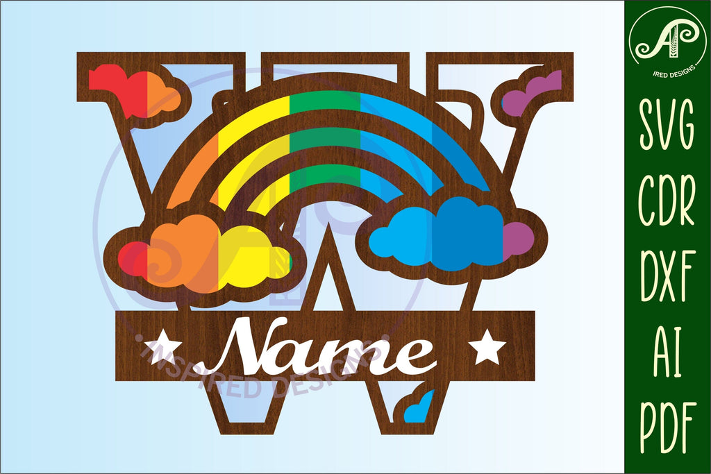 Rainbow Monogram Letter W SVG file - So Fontsy
