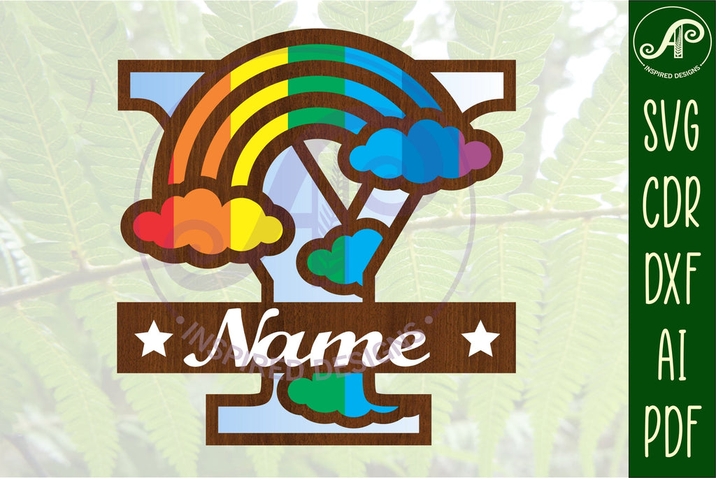 Rainbow Monogram Letter Y SVG file - So Fontsy