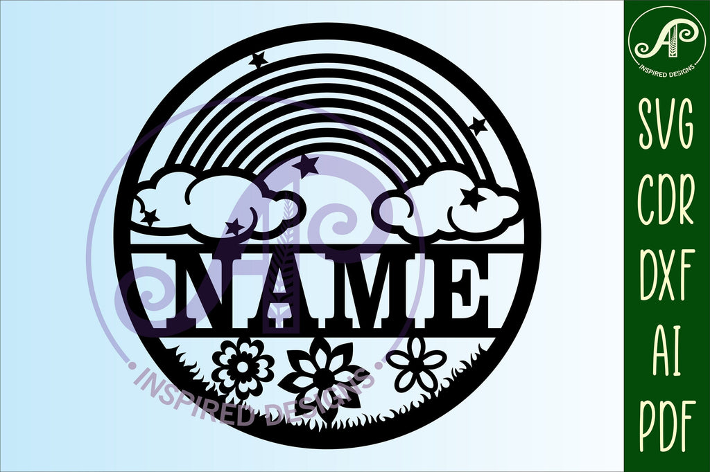 Rainbow name sign svg laser cut template - So Fontsy