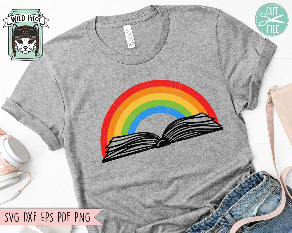 Rainbow SVG, Book SVG, Reading SVG, Book Lover svg, Librarian svg ...