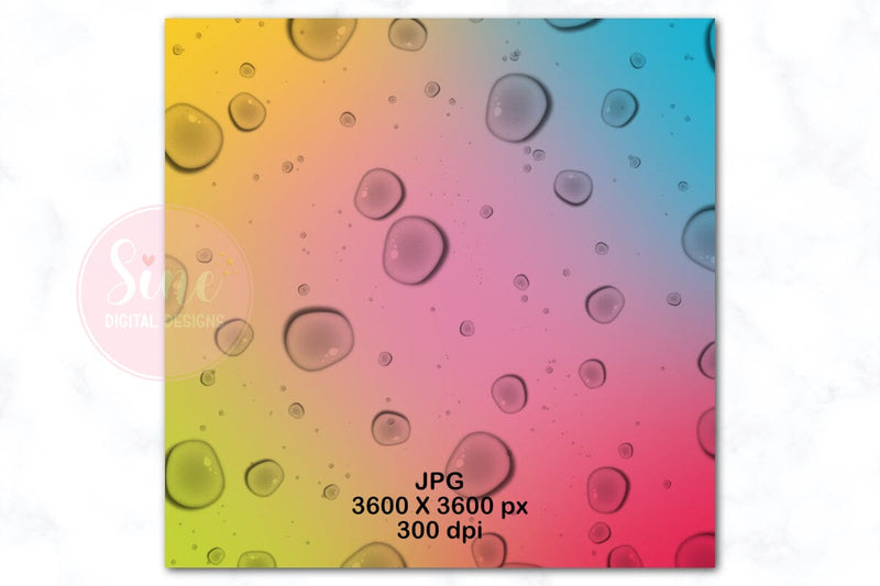 Rainbow Water Droplets Digital Papers Backgrounds Set - So Fontsy