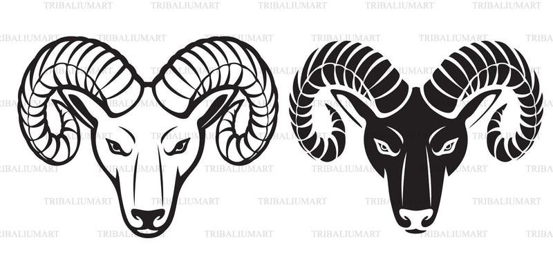 Ram head. Cut files for Cricut, Clip Art silhouettes (eps, svg, pdf ...