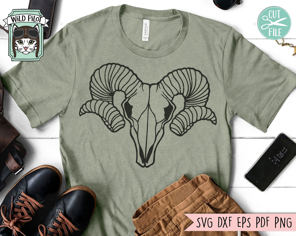 Ram Skull SVG Cut File - So Fontsy