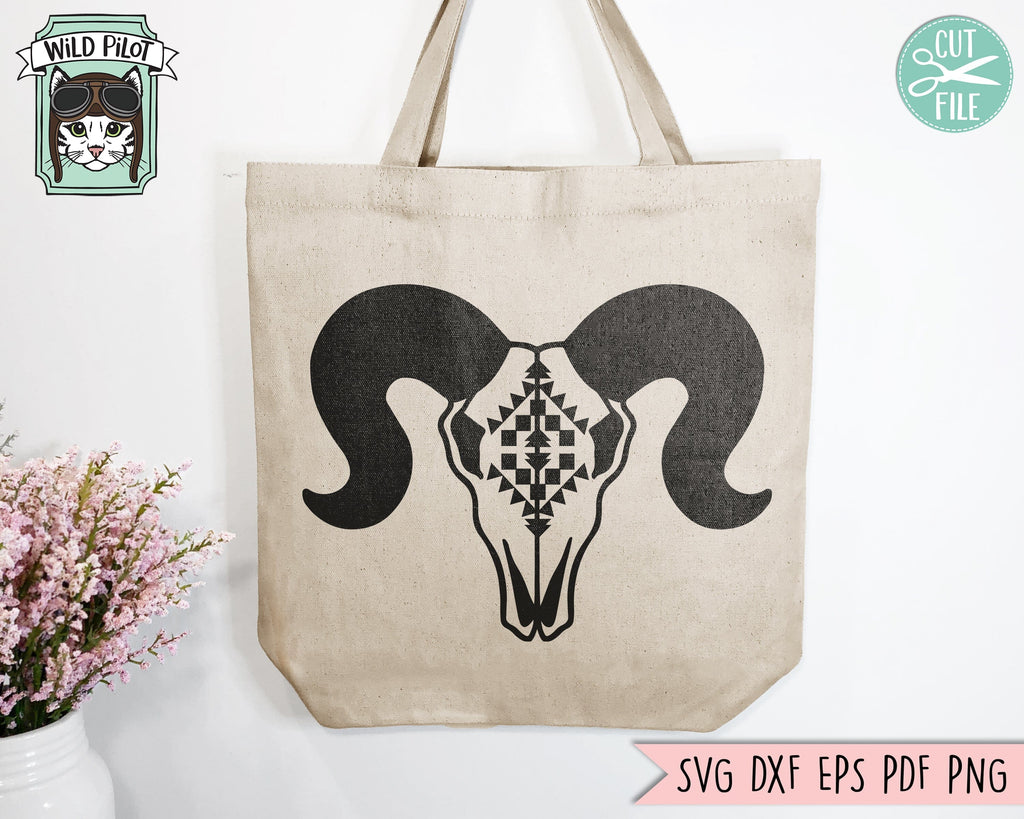 Ram Skull SVG Cut File, Ram Skull PNG, Mystical svg, Geometric svg, Ram ...