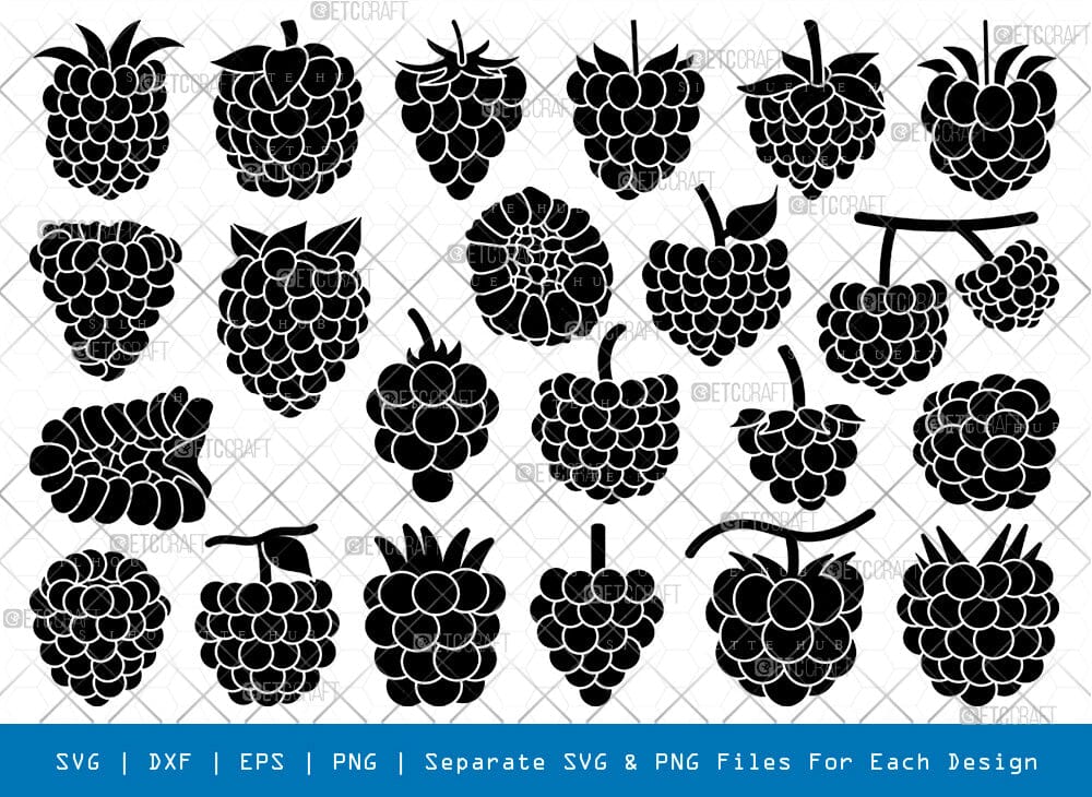 Raspberry Silhouette, Raspberry SVG, Fruits Svg, Blackberry Fruit Svg ...