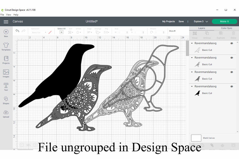 Raven Mandala SVG - 4 layers - So Fontsy
