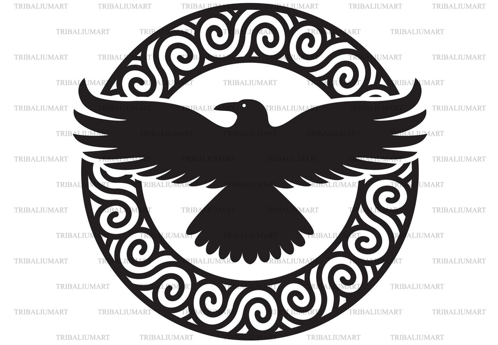 Raven symbol. Cut files for Cricut. Clip Art silhouettes (eps, svg, pdf ...