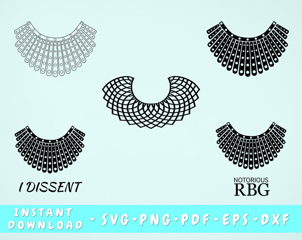 RBG Collar Svg Bundle, 5 Designs, Dissent Collar SVG Cut Files - So Fontsy