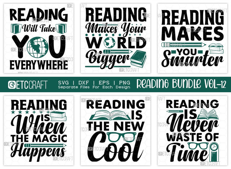 Reading Bundle Vol-12 | Reading Will Take You Everywhere Svg | Reading ...