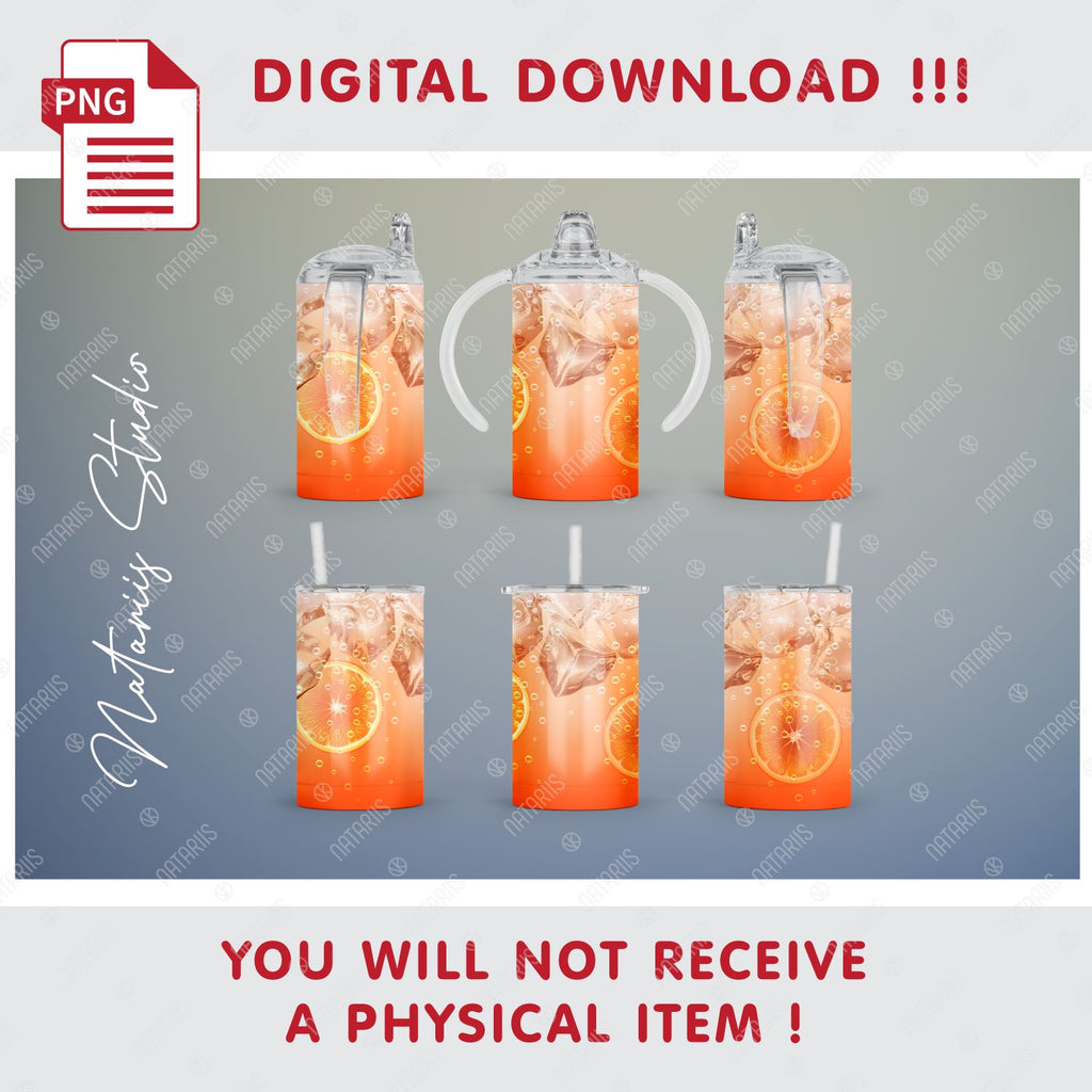 Realistic Orange Ice Drink Design - 12 oz SIPPY CUP - So Fontsy