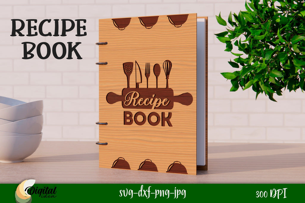 Recipe book Laser Cut. 3D Kitchen Book Laser Cut. Decor SVG. - So Fontsy
