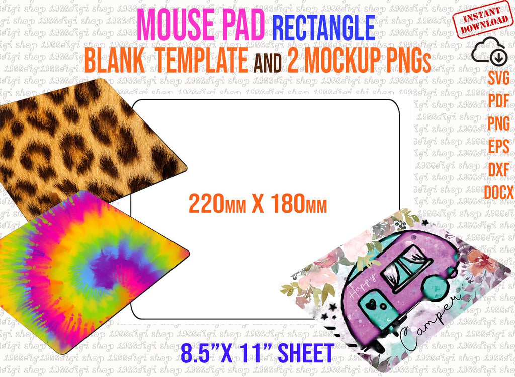Rectangle Mouse Pad template, Mouse Pad Svg, Mouse Mat for Sublimation ...